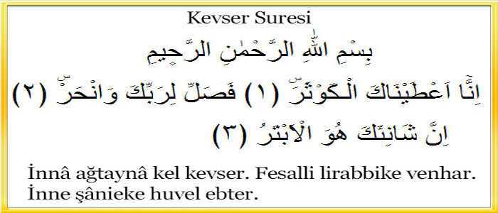Kevser Suresi Okunuşu ve Türkçe Anlamı - Dini Bilgiler - Malatya ...